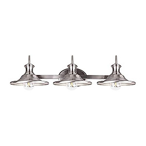 LIT-PaTH 3 Light Bathroom Vanity Light Fixture, Wall Sconce, E26 Base 60W Max for Each, Plating Nickel Finish, Bulbs not Included