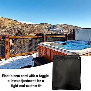 Klzzuk Square Spa Cover, Waterproof UV-Resistant Hot Tub Cover Cap, Outdoor All Seasons Hot Tub Anti-dust Cover, Tear Resistant 210D Oxford Cloth (207 * 207 * 30cm,Black)