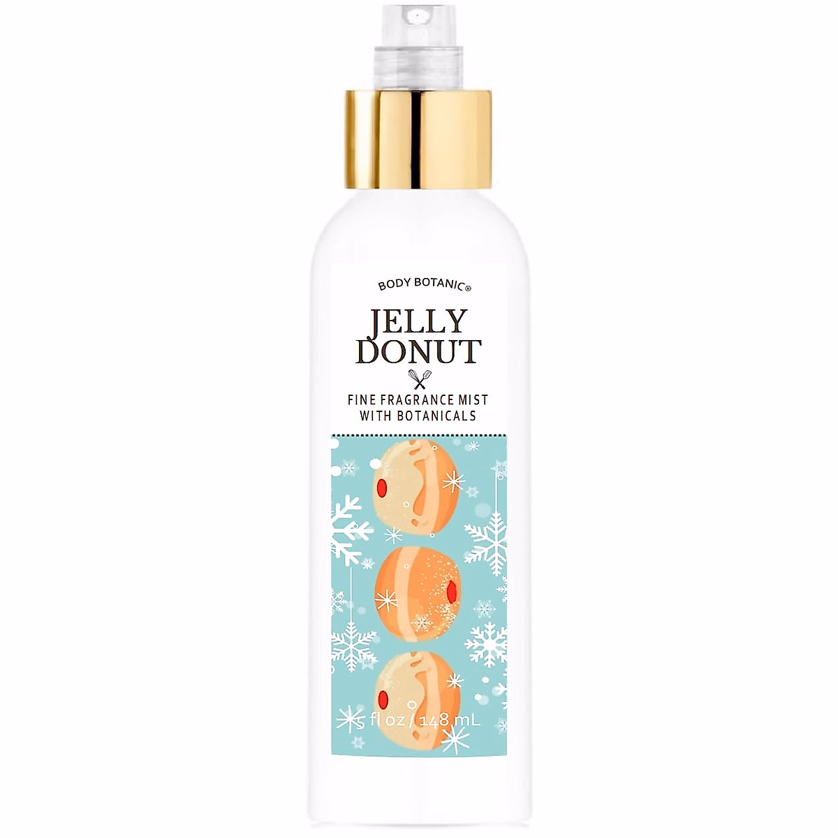 Jelly Donut Perfume Fine Fragrance Mist by Body Botanic 5 Fl Oz - with Botanicals and Sweet notes of Fluffy Doughnut, Raspberry Jam, Whipped Cream and Powdered Sugar.