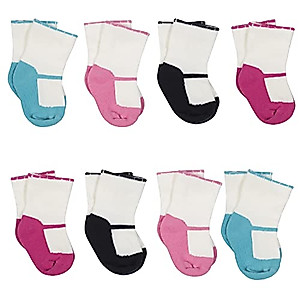 Gerber Unisex Baby Girls 8-Pair Wiggle-Proof Sock, Multicolor, 0-6 Months