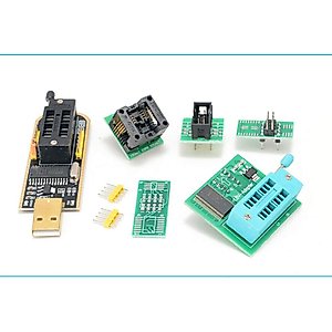 KOOBOOK 1Set CH341A 24 25 Series EEPROM Flash BIOS USB Programmer+SOIC8 SOP8 Test Clip+SPI Flash 1.8V Adapter+SOP8 SOIC8 to DIP8 Adapter Socket Converter