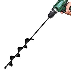 LONGRUN Auger Drill Bit for Planting, Garden Spiral Hole Drill for 3/8” Hex Drive Augers, Solid Shaft Hole Digger Easy Rapid Planter for Planting Trees, Bulbs, Seedlings-2.4"x22.84"