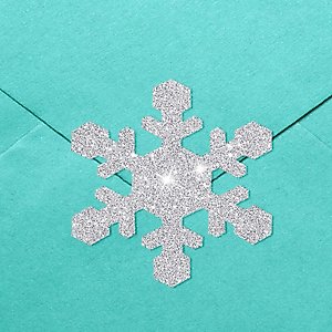 240 Pieces Christmas Envelope Seal Stickers Glitter Snowflake Stickers Christmas Snowflake Envelope Seals Snowflake Invitation Seals Xmas Envelope Decals Glitter Seal for Christmas Mail (Silver)