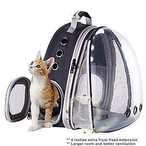 Front Expandable Cat Backpack Carrier, Fit up to 20 lbs, Space Capsule Bubble Window Pet Carrier Backpack for Large Fat Cat and Small Puppy