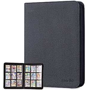 zeerliki 9-Pocket Trading Card Binder, 432 Pockets Game Card Holder Album with Black Sleeves, Side-Loading Pocket Zipper Binder Case for MTG,TCG,Sport Cards,Photocard