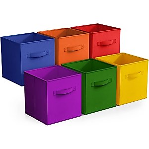 Sorbus Fabric Storage Cubes - 6 Foldable Storage Bins for Organizing Pantry, Cubbies, Toy Box - Clothes Storage & Closet Organizer - 11 Inch Collapsible Cube Baskets for Shelves with Handle