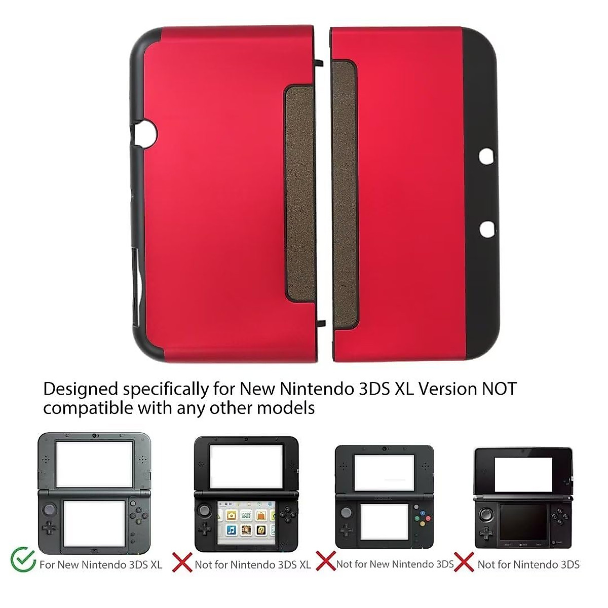 Red Shockproof Protector Case Cover Hard Shell Skin for Nintendo New 3DS XL LL (2015 Model) ONLY