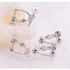 WOIWO 10PCS Clip-on Earring Components for Non-Pierced Ears, with Adjustable Screw, 14x15mm Silver