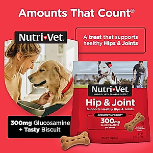 Nutri-Vet Hip & Joint Biscuits for Dogs | Tasty Dog Glucosamine Treat & Dog Joint Supplement | LARGE Biscuit with 500mg Glucosamine | 4 LB Bag