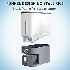 U-miss 25 Lbs Rice Dispenser, Large Grain Container Storage with Lid Measuring Cylinder Moisture Proof Household Cereal Dispenser Bucket for Kitchen Soybean Corn