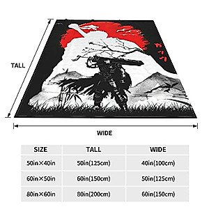 Fuboter Anime Berserk Throw Blanket 3D Warm Flannel Super Soft Fleece Blankets for Bed Sofa Chair Couch Outdoor Travel 80''x60'', Black