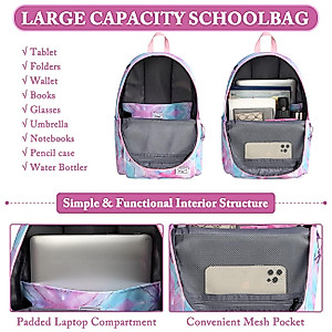 Kasqo School Backpack, 15.6 Inch Classic Lightweight Water-Resistant Backpack Bookbag Daypack for Women Teens Girls Kids College, Travel, Work, Multicolour