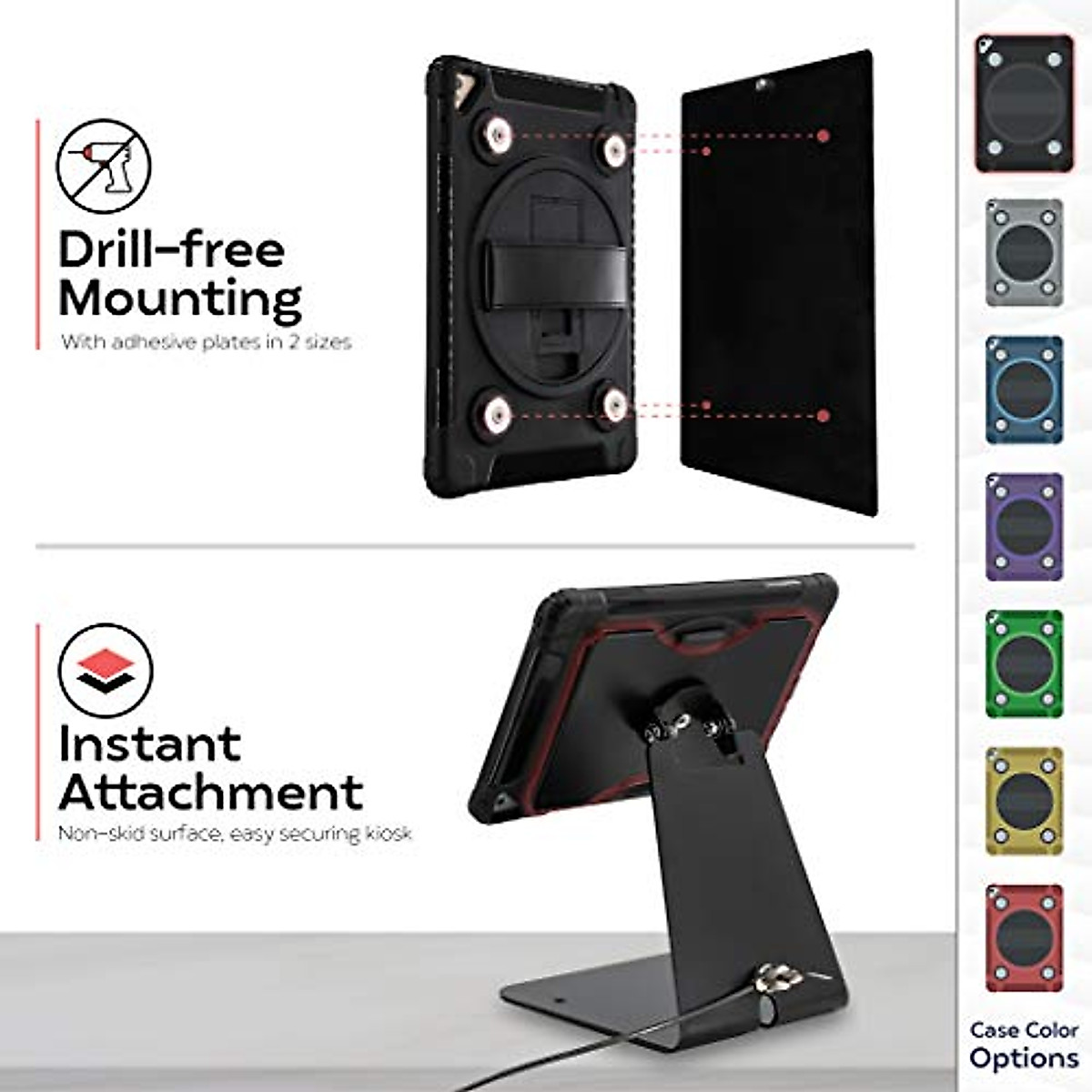 Magnetic Case for iPad 7/8/9 Gen - CTA Hard Kickstand Case with Magnetic Mounting Plates and Carry On Strap for iPad 7/8/9th Generation - Green