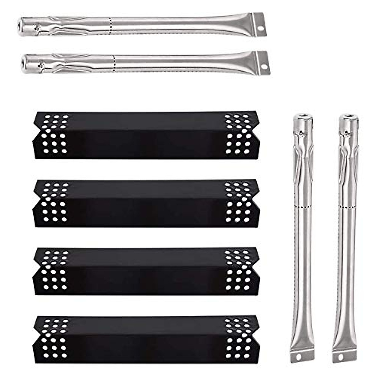 Replacement Parts for Grill Master 720-0697 BBQ Grill, Burners and Heat Plates Replacement for Grillmaster 720-0697, 4-Pack Replacement Porcelain Steel Heat Plates Heat Deflectors and Burner Tubes