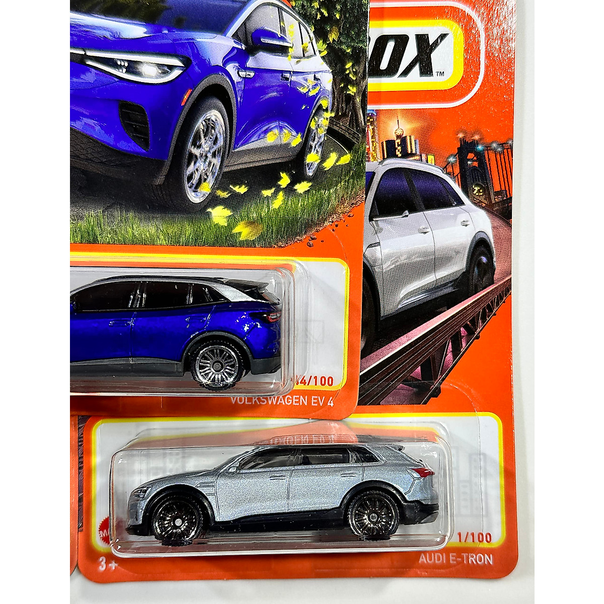 Matchbox - 5 Pack - Electric Cars - Audi E-Tron - Tesla Y - V W EV 4 - Mustang Mach-E - Karma GS-6 - Mint/NrMint Ships Bubble Wrapped in a Sized Box