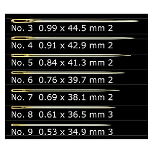 Clover Gold Eye Embroidery Needles Size 3-9 - 16 Pack