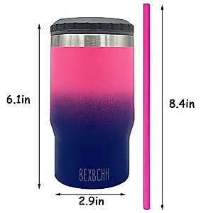 Bexbchh 4-in-1 Slim Can Cooler for 12oz Cans and Beer Bottles,Stainless Steel Double-Wall Insulated Beer Cooler,Universal Beverage Can Holder Keep Drinks Cold,Can Coozie Insulated for Beer, Soda