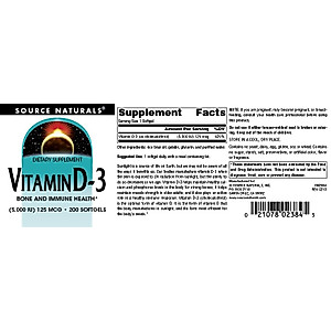 Source Naturals Vitamin D-3 5000 iu Supports Bone & Immune Health* - 200 Softgels