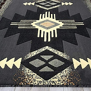 Champion Rugs Southwest Navajo Aztec Native American Tribal Gray Area Rug Carpet (5 Feet 3 Inch X 7 Feet 5 Inch)