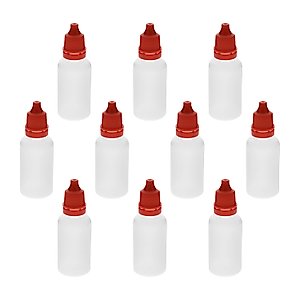 Bettomshin 20Pcs 20ml PE Plastic Squeezable Eye Liquid Dropper Bottles Thin Mouth Lab Reagent Bottle Liquid Sample Seal Sample Storage with Red Cap Translucent