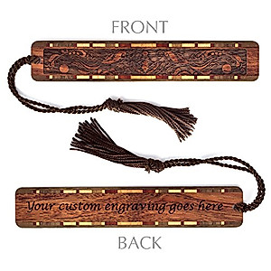 Personalized Elegant Design, Engraved Wooden Bookmark - Made in USA - Also Available Without Personalization