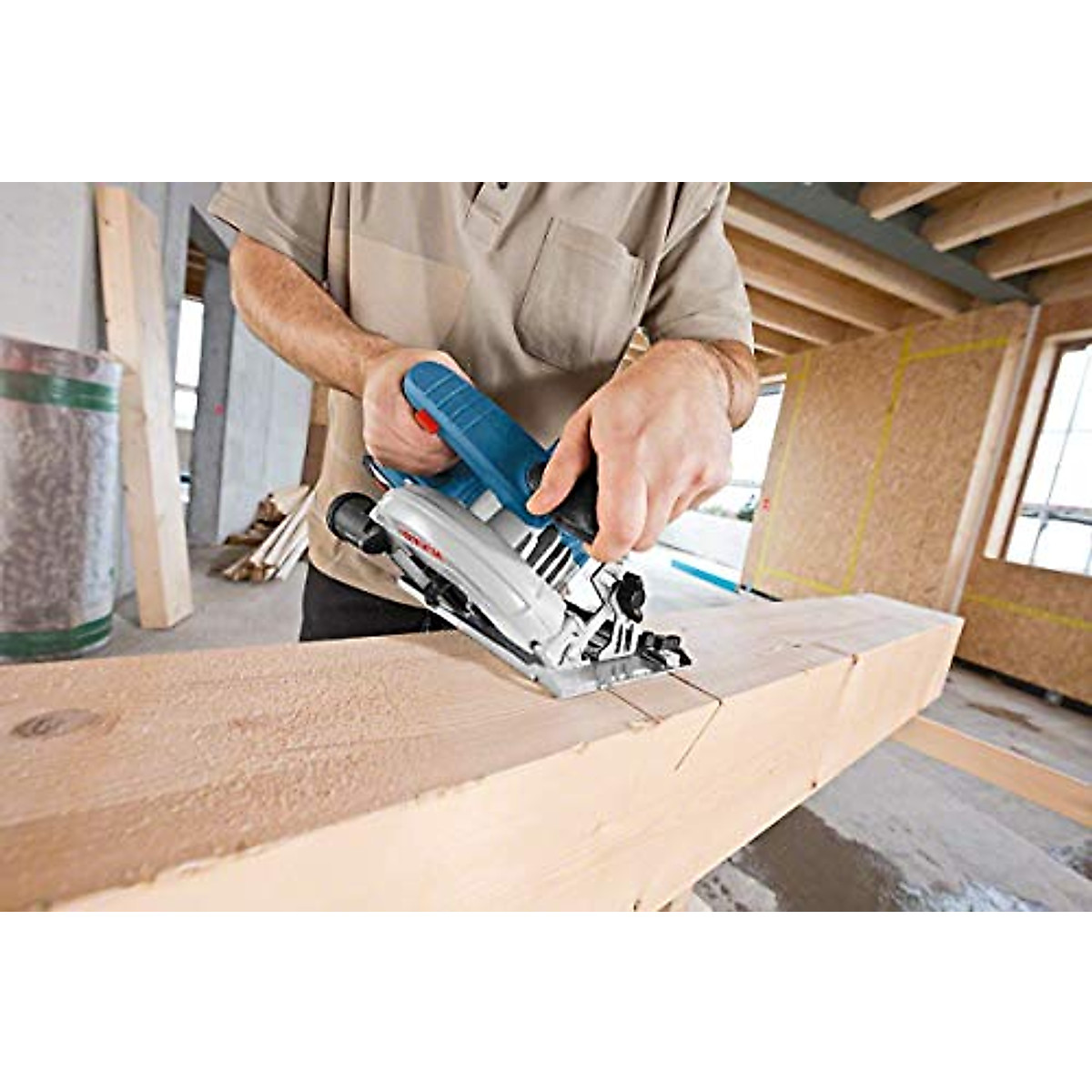 Bosch Professional 18V System GKS 18V-57 Cordless Circular Saw (Saw Blade Diameter: 165 mm, Cutting Depth: 57 mm, excluding Batteries and Charger, in Carton)
