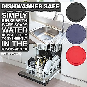 CIBI Food Storage Container Lids (2 Cups, Black - 6PK) Compatible with Pyrex and Anchor Round Glass Containers, Dishwasher and Microwave Safe Replacement Lids