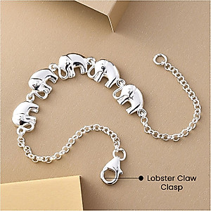 Shop LC 925 Sterling Silver Elephant Bracelet for Women Link Bracelets for Women Animal Charm Bracelet Size 7.25" Birthday Gifts for Women