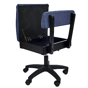 Arrow Sewing H8130 Adjustable Height Hydraulic Sewing and Craft Chair with Under Seat Storage and Solid Fabric, Duchess Blue Fabric