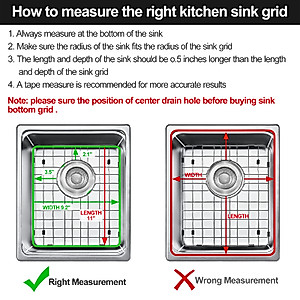ARLBA 2Pack 304 Stainless Steel Sink Protectors for Kitchen Sink W/Rear Drain,15"x13"x1.25" Metal Kitchen Sink Grid Protector Sink Gate Sink Rack for Bottom of Sink w/2Pack Sink Strainers Rubber Feet