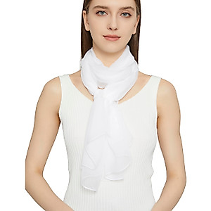 PANTONIGHT Long Chiffon Sheer Scarf For womens (073 white)