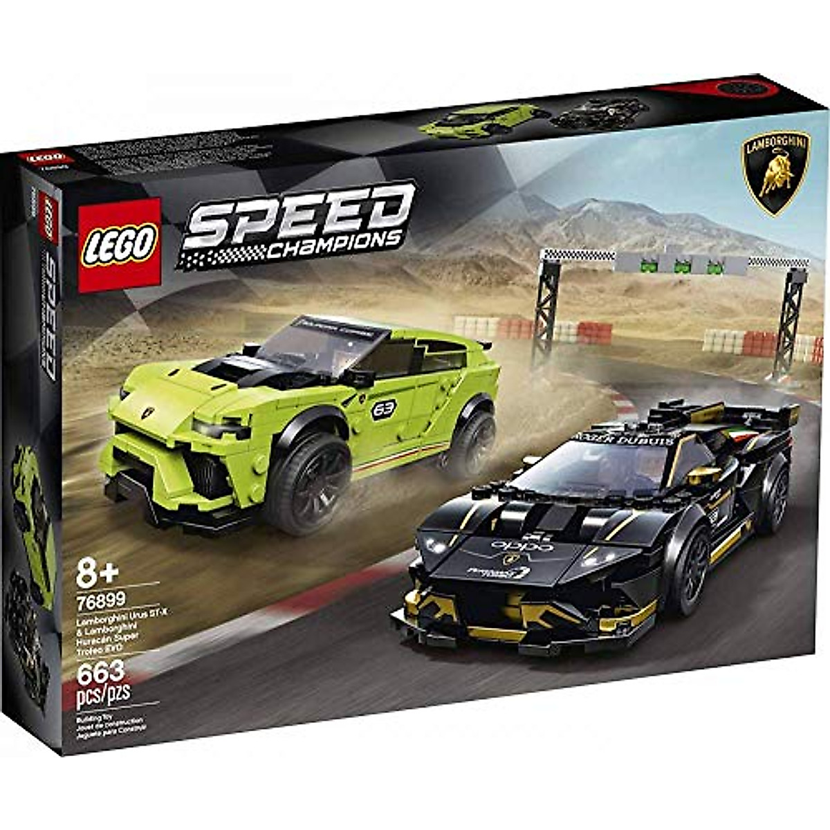 LEGO Speed Champions Lamborghini Urus ST-X and Lamborghini Huracán Super Trofeo EVO 76899 Building Kit (663 Pieces)