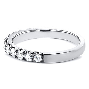 Kobelli Flame French Pave Lab Grown Diamond Comfort Fit Womens Wedding Band 1/2 CTW 14k White Gold (DEF/VS), 8.5