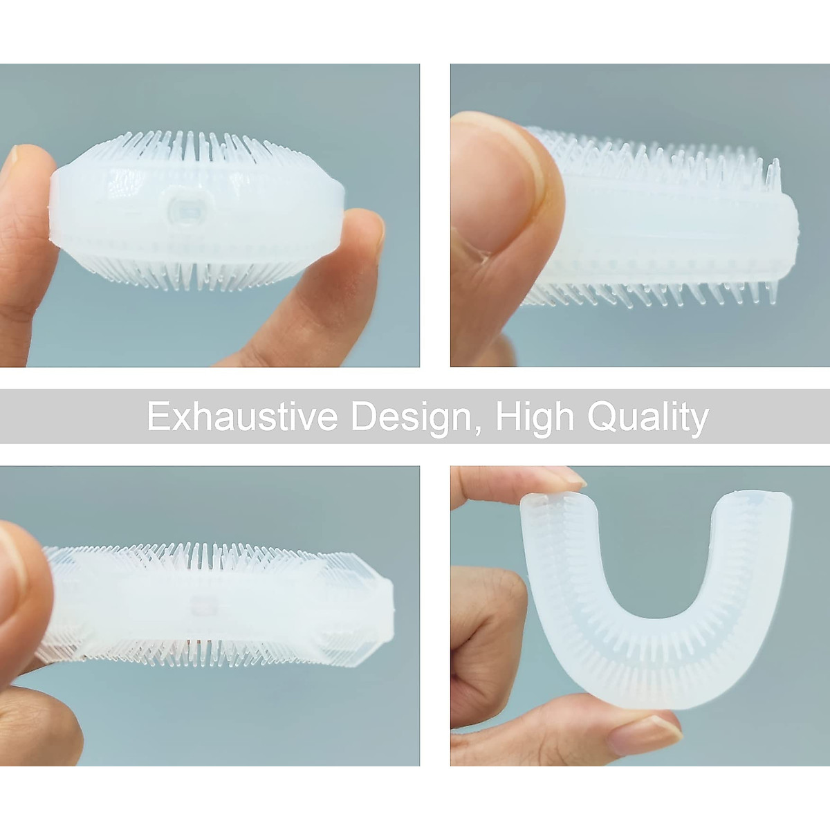 SIOTMERA Toddler U Shaped Soft Toothbrush 360° Clean Whole Mouth, Best Kids Teeth Brushes, Age 6-12 Years Infant Toothbrush,White Donut Design Handle with 3 Food Grade Soft Silicone Brush Head