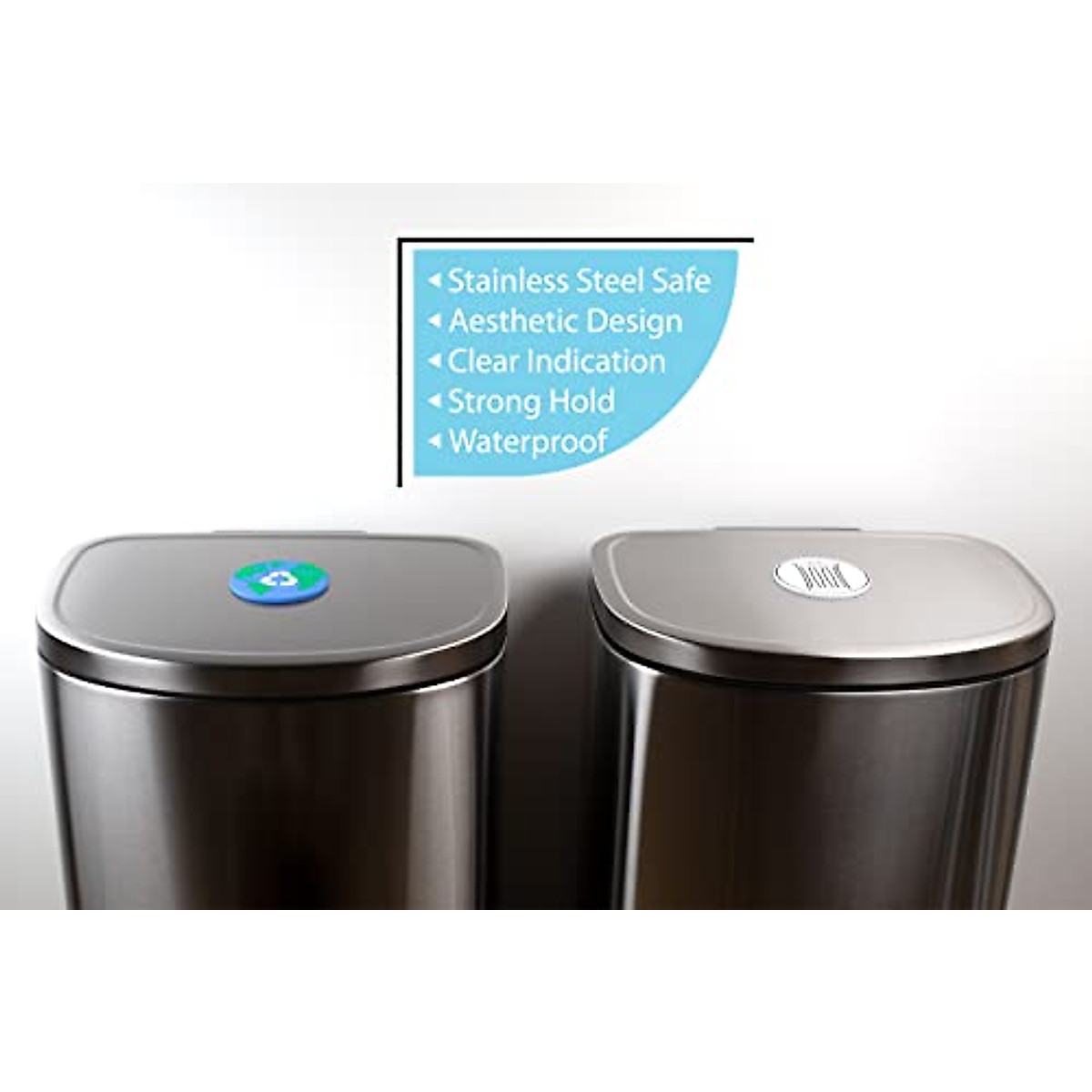 Recycle and Trash Magnets 2 Set, Trash Recycle Magnet for Trash Cans & Recycle Bin, Strong Earth Recycle Sticker for Trash Can, Kitchen Trash Can Combo Labels, 3.35 Inch Diameter