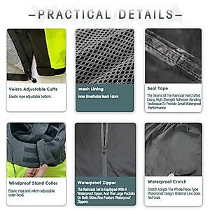 VIKAMAKA Waterproof Rain Suit for Men,Lightweight Rain Jackets and Pants Portable Reflective for Motorcycle Cycling Rain Gear