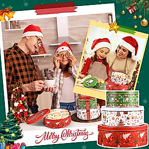 XEZEOS Christmas Storage Containers 3 Pack Christmas Cookie Tins with Lids Gingerbread Man Cookie Storage Containers Airtight Round Cookie Jars for Gift Giving Holiday Treats Baking Cake Container