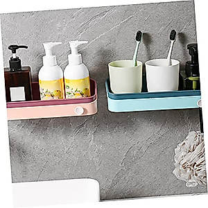 Hemoton 3pcs Shelf Storage Rack Shower Corner Bins Shampoo Holder Organizer Sundries Organizing Rack Commodity Shelf Wall-mounted Rack Punch Free Supportor Toothpaste Holder Soap Holder