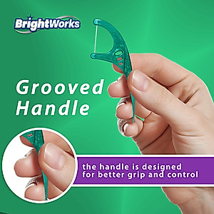 270 Piece BrightWorks Fresh Mint + Whitening Dental Flossers, with Super-Strong Floss for Adults, with Mint-Flavored Floss and Micro-Crystals, 90 Count (Pack of 3)