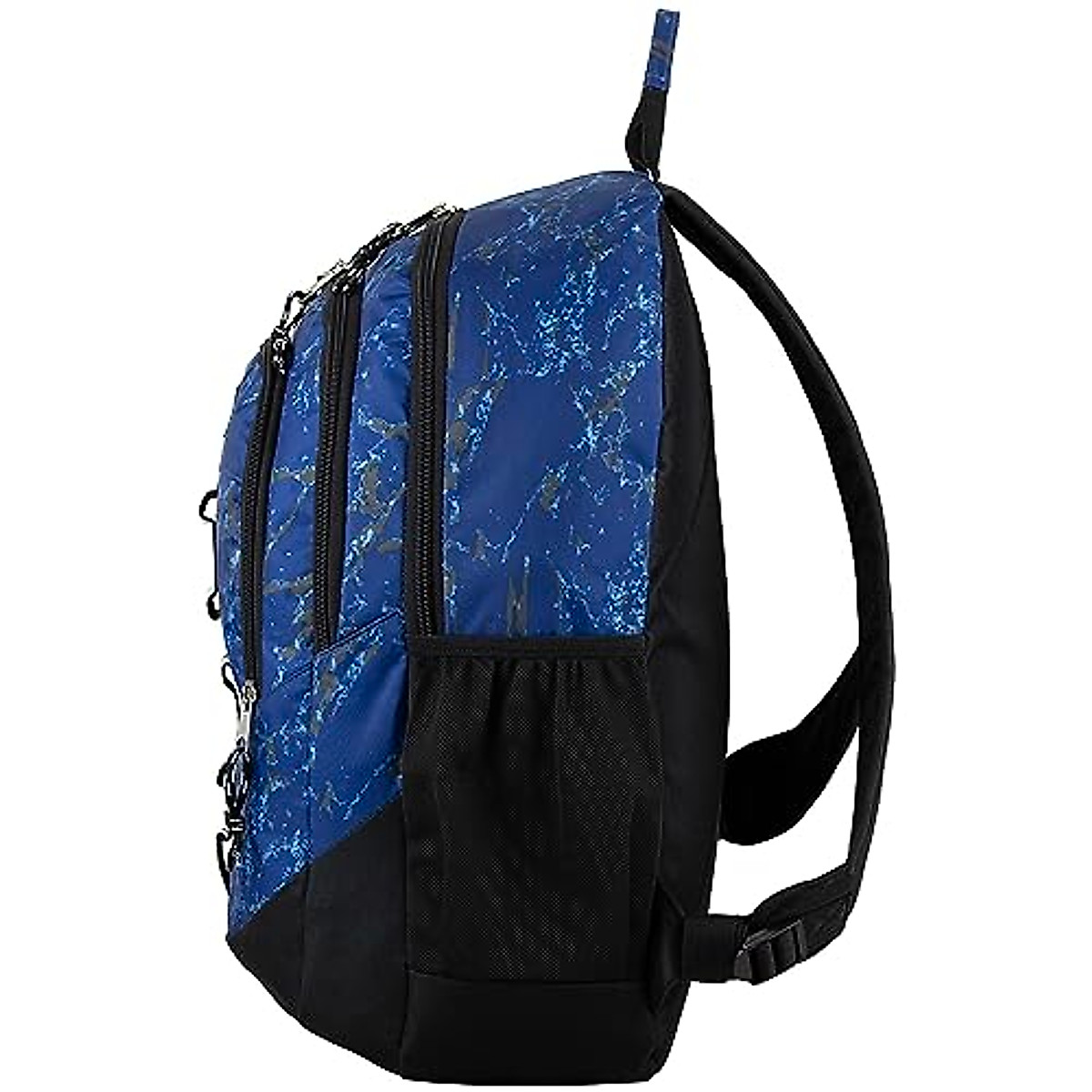 FUEL Large Multipocket Unisex Backpack with Water Resistant Bottom for Class, Travel, and Outdoors - Blue Marble