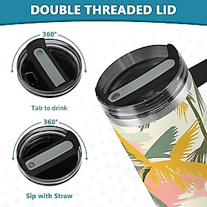 FRCSDIY Coconut Tree Insulated Tumbler with Handle and Straw Lid,30oz Leakproof Stainless Steel Cup BPA-Free Water Bottle