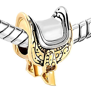 CharmSStory Horseshoe Charm Equestrian Saddle Lover Beads For Bracelets