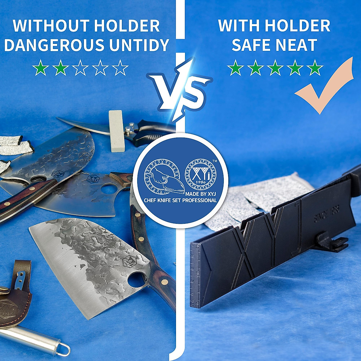 XYJ Slice Cooking Knife With Edge Guards Protector,Kitchen Knife,Japanese Chef Knives,Meat Vegetable Cutting Carving Brisket Knife,Long Blade,Full Tang (11.5 Inch)