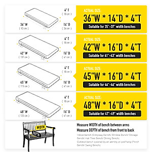 SUNROX Gel Memory Foam Bench Cushion with Ties, Ultra Durable Water Resistant FadeShield Outdoor/Indoor Universal Bench Seat Pads 48 x 16 x 4 inch, Burgundy