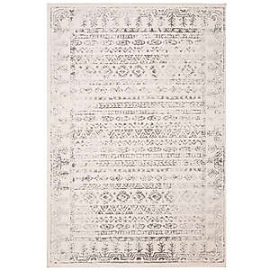 SAFAVIEH Tulum Collection Area Rug - 5'3" x 7'6", Ivory & Grey, Moroccan Boho Distressed Design, Non-Shedding & Easy Care, Ideal for High Traffic Areas in Living Room, Bedroom (TUL271A)
