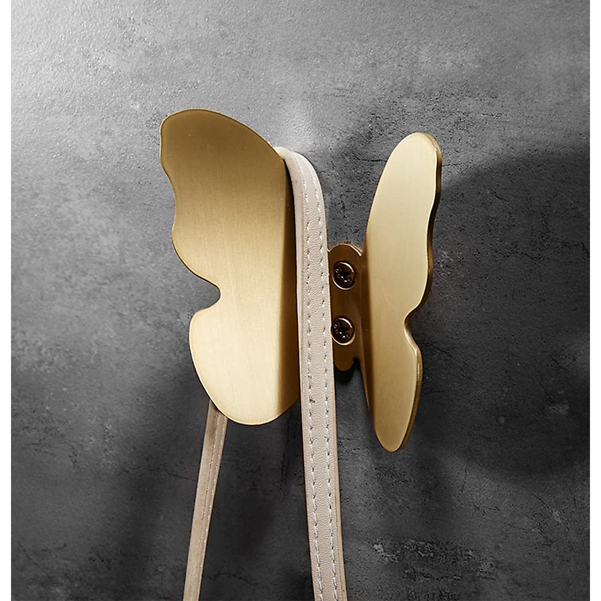 Primst 3 PCS Brass Butterfly Hooks with Screws, Decorative Wall Mounted Hooks Hat Rack Robe Hook for Bathroom Kitchen Entryway (Gold)