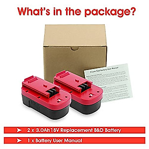 Enermall 2 Pack 3.6Ah Ni-Mh Replacement Battery HPB18 Compatible with Black and Decker 18V Battery HPB18-OPE 244760-00 A1718 FS18FL FSB18 Firestorm Cordless Power Tools