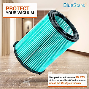 BlueStars 97457 VF6000 5-Layer Pleated HEPA Replacement Filter for Ridgid 5-20 Gallon Wet Dry Vac Vacuums WD5500 WD0671 WD6425 WD7000 WD1280 WD1851 WD1680 WD1956 RV2400A 1400RV RV2600B