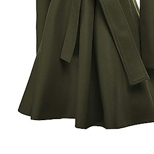 GRACE KARIN Women's Basic Designed Lapel Mid-long Fit Flare Pea Coat with Belt Army Green-Belt XL