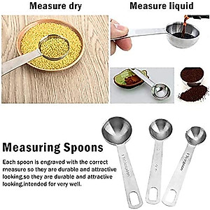 MEKBOK Magnetic Measuring Spoons Set, Dual Sided, Stainless Steel, Fits in Spice Jars, Black, Set of 8